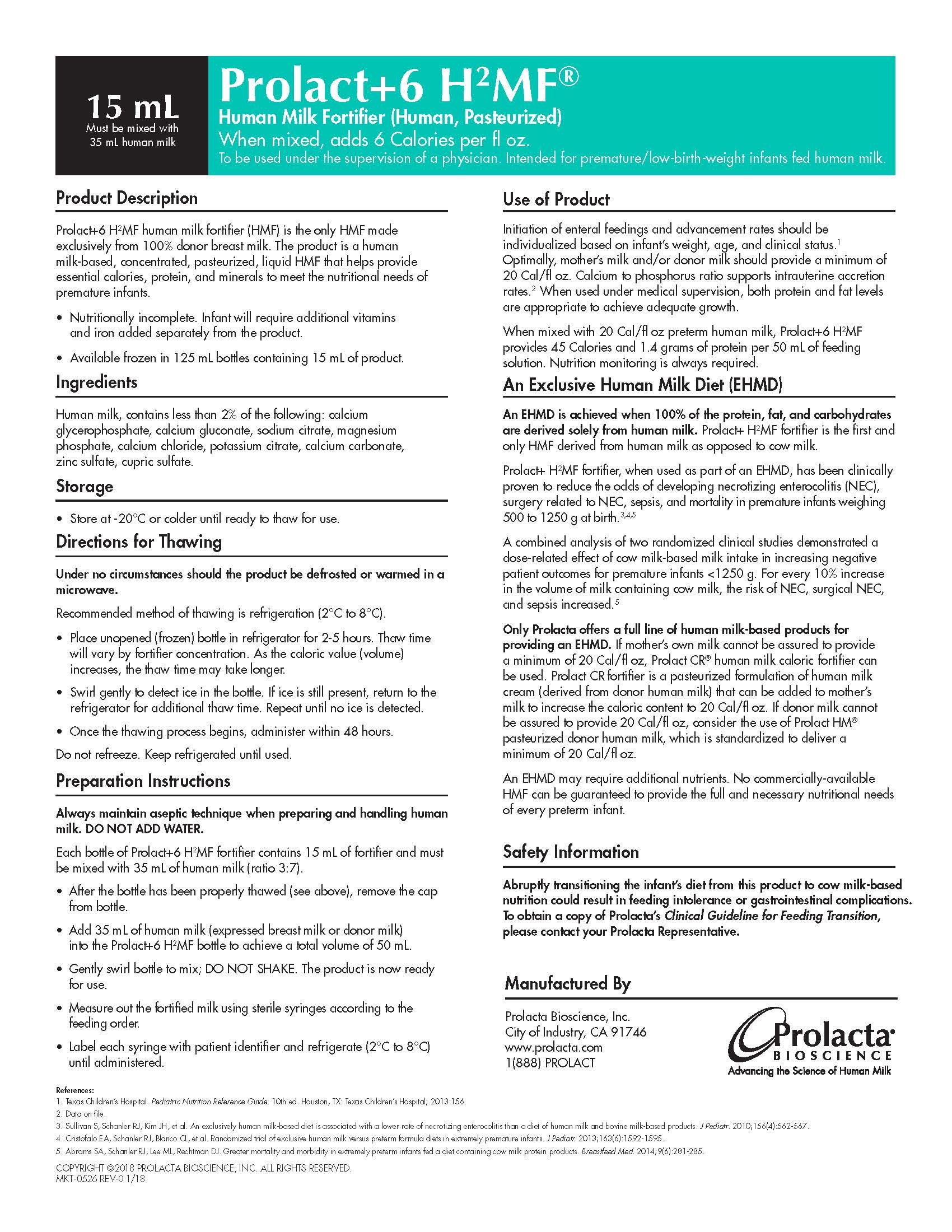Supplemental product information: Prolact+6 H2MF (15ml) - Prolacta ...
